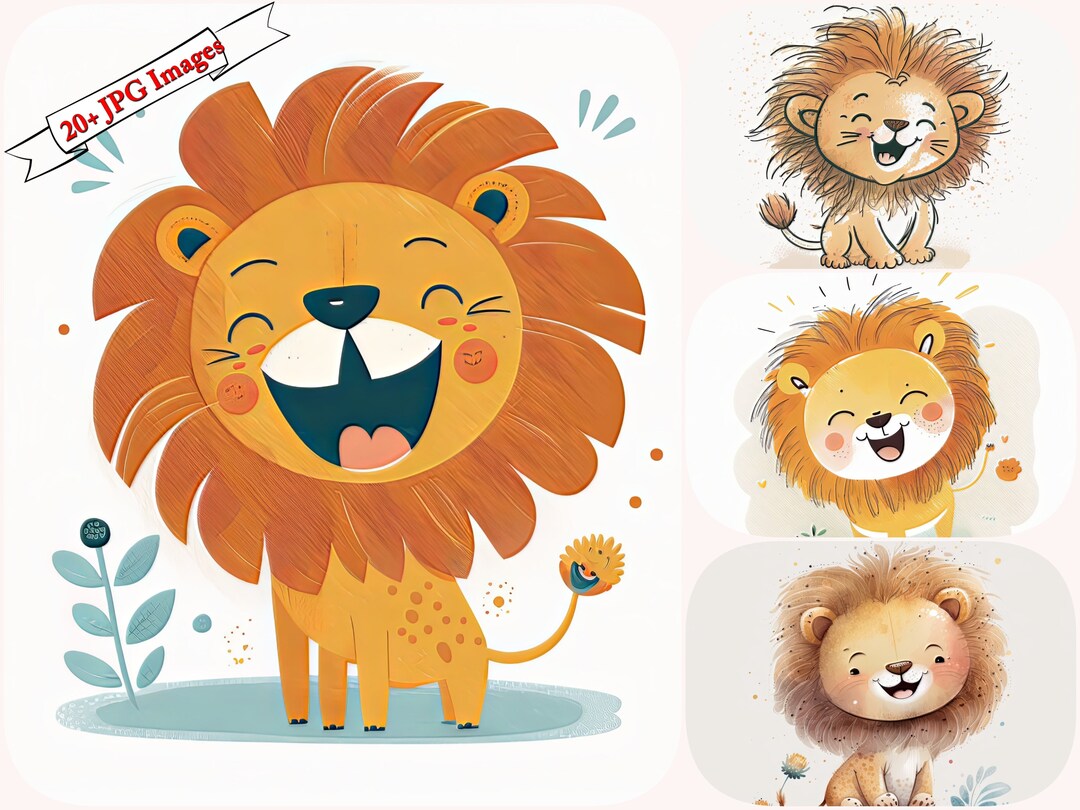 Happy Cub Illustrations Clipart Bundle-high Quality Digital Phots ...