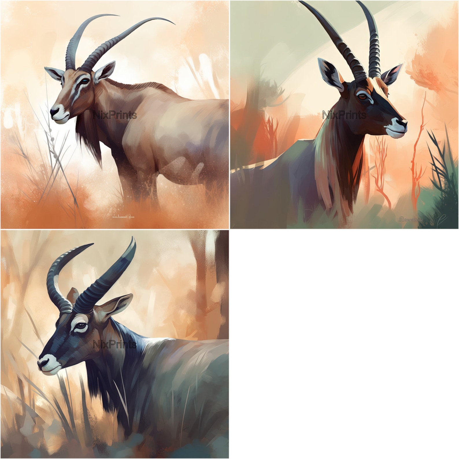Giant Sable Antelope Digital Clipart in JPG Format Digital Paper ...