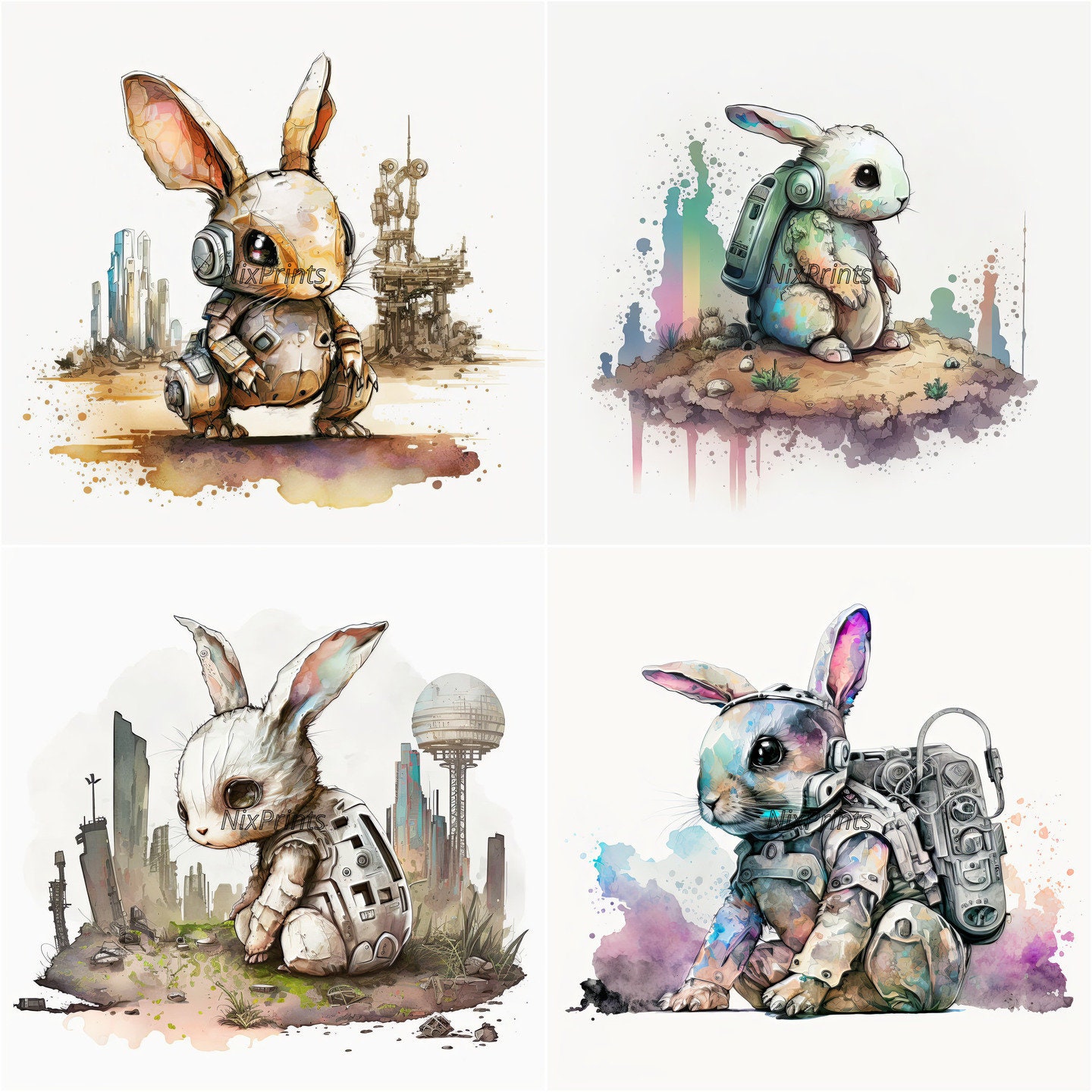 Bunny Dystopian Future Steampunk Clipart Intriguing and - Etsy