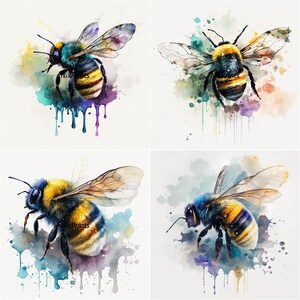 Watercolor Honeybee Clipart Bundle, Magical Crystalized Bees Clip Art ...