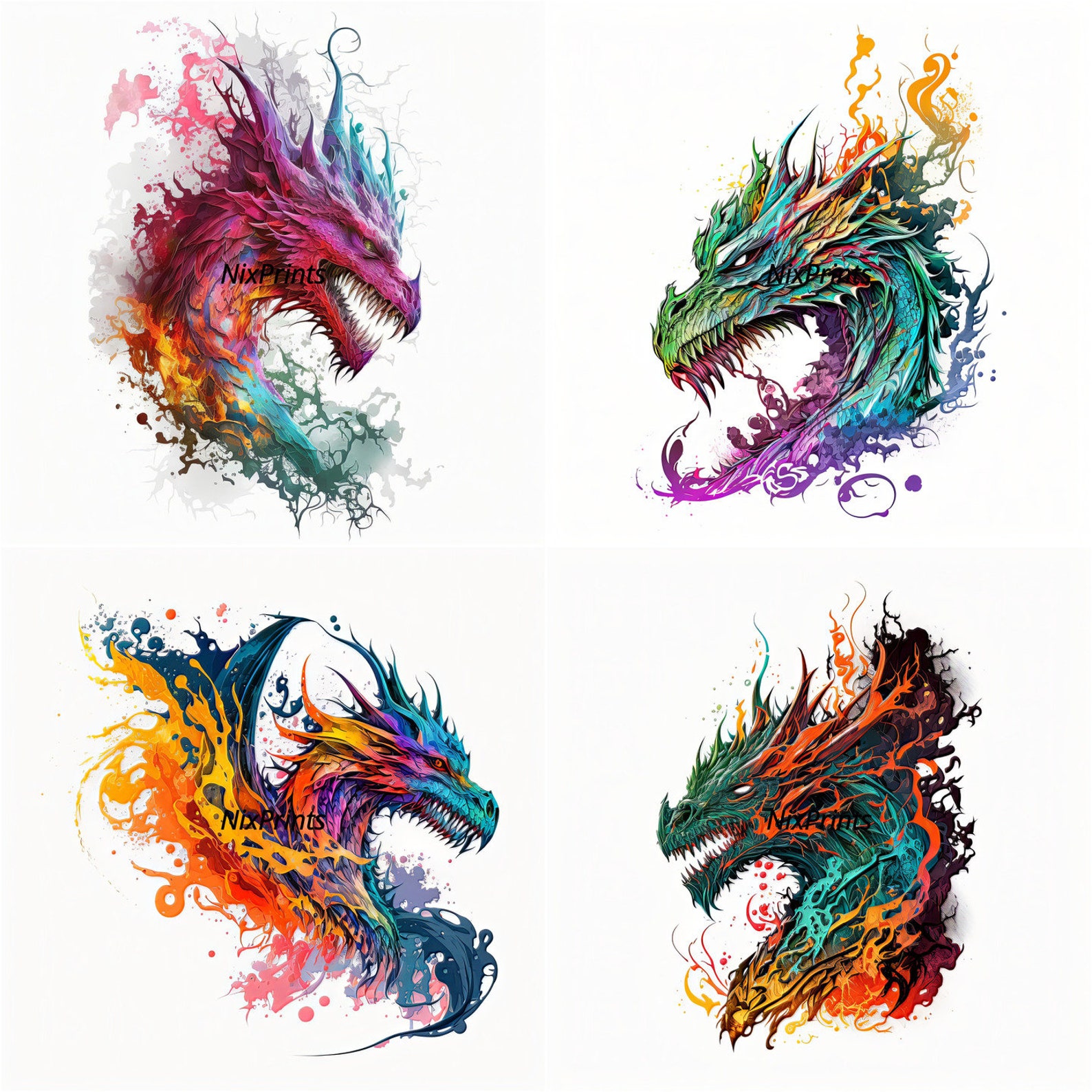 Fantasy Dragon Clipart Designs Bundle Jpg for Sublimation - Etsy