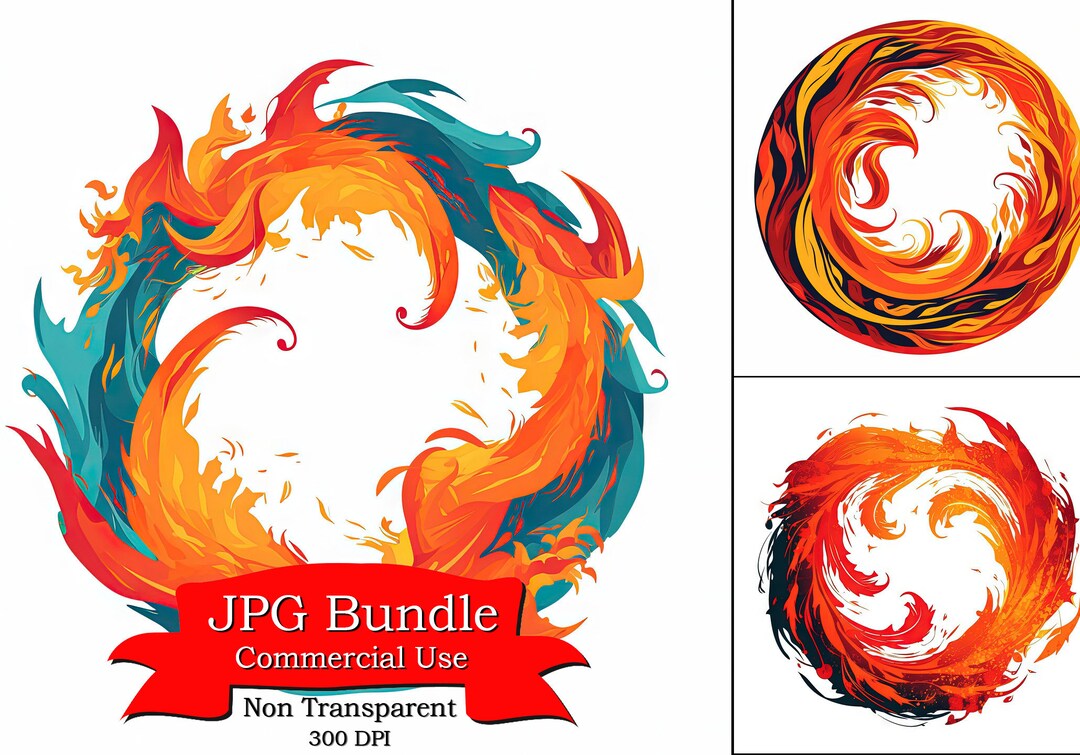 Cool Flames Clipart ,illustrator Artwork,digital Paper Crafting ...