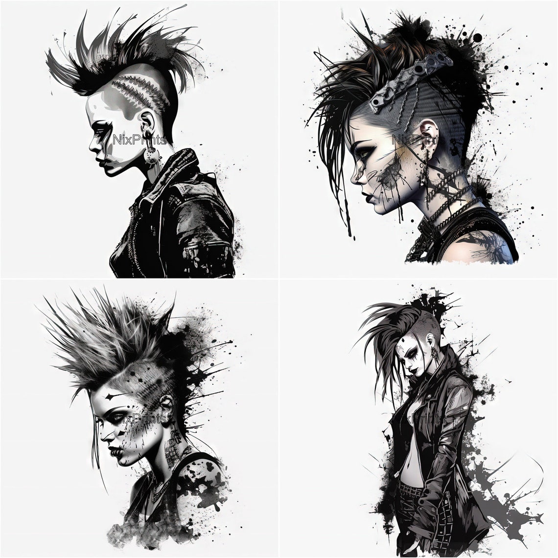 Gothic Punk Art Clipart: A Darkly Beautiful Fusion of Styles - Etsy