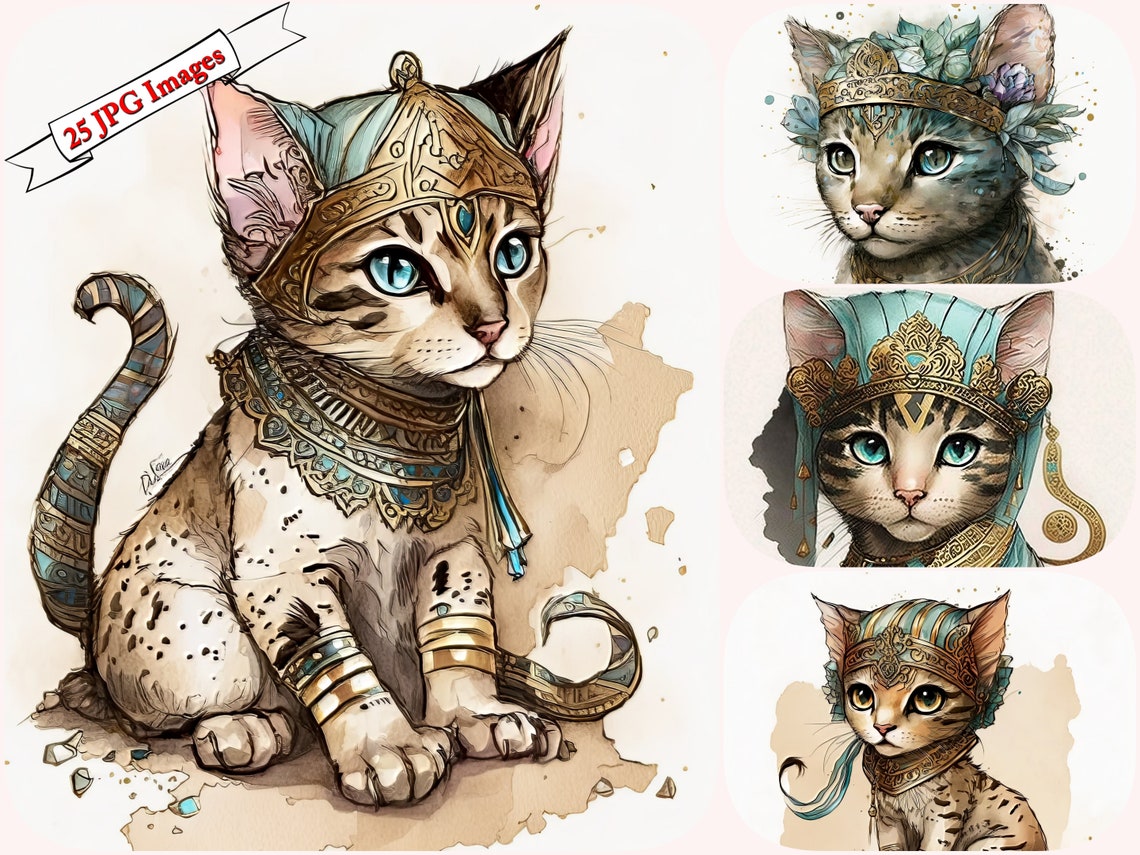 Egypt Cat Clipart Bundle Printable High-resolution JPG Files - Etsy