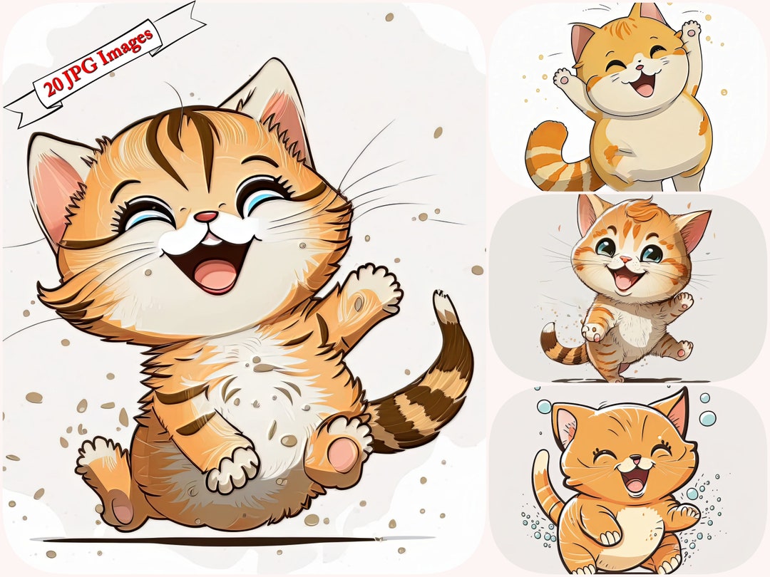 Happy Kitten Clipart, Digital Image Downloads, 300 Dpi, High Quality ...