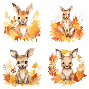 Kangaroo Fall Foliage Clipart, Wall Art for Zen, Digital Sticker for ...