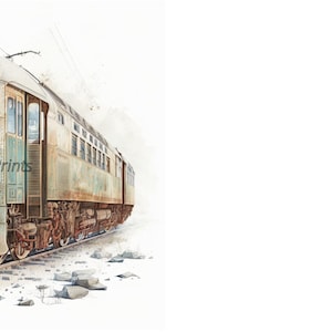 Vintage Train Watercolor Clipart, Antique Locomotive Clipart, 300 DPI ...