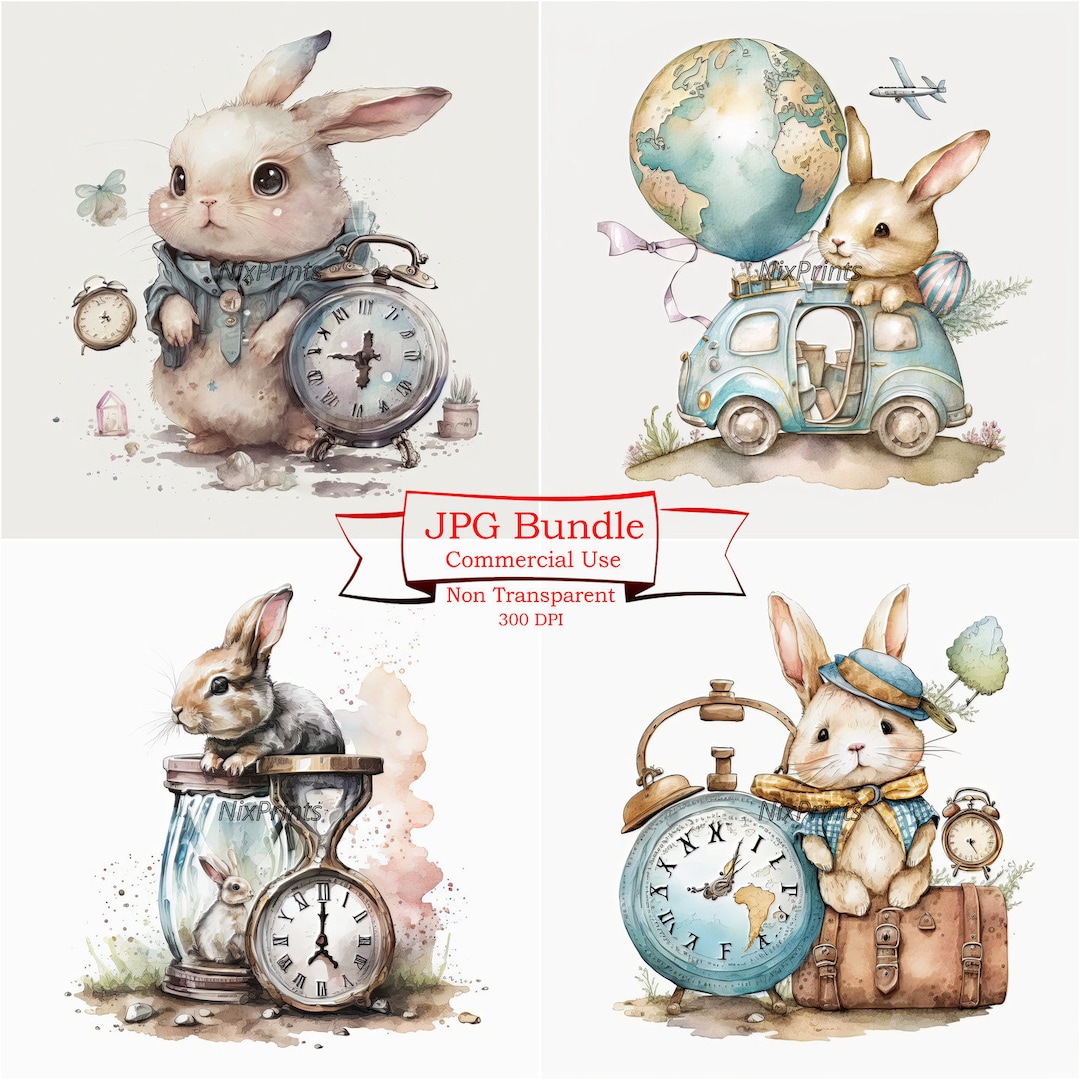 Bunny Time Travel Clipart Captivating and Imaginative Designs for Time ...