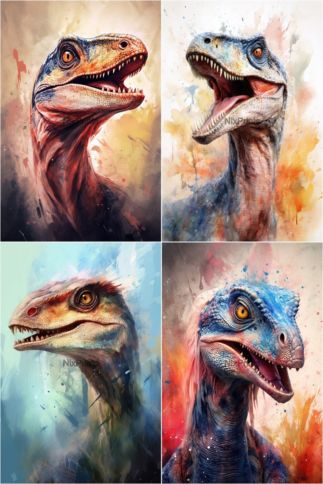 Velociraptor Clipart, Dinosaurs Clipart, Digital Paper Crafting ...