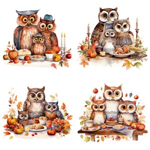 Owl Clipart, Owls Family Clipart, Thanksgiving Clipart, Family Dinner ...