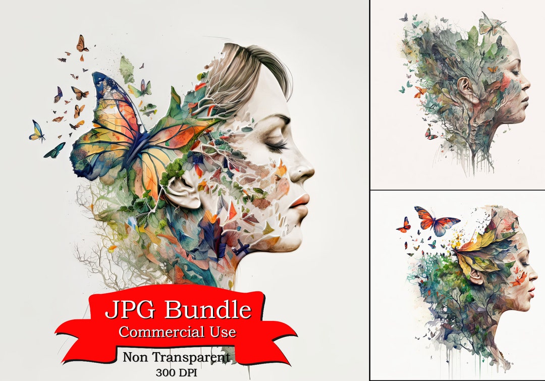 Side Profile of Face Made From Nature: Unique Artistic Clipart, JPG ...