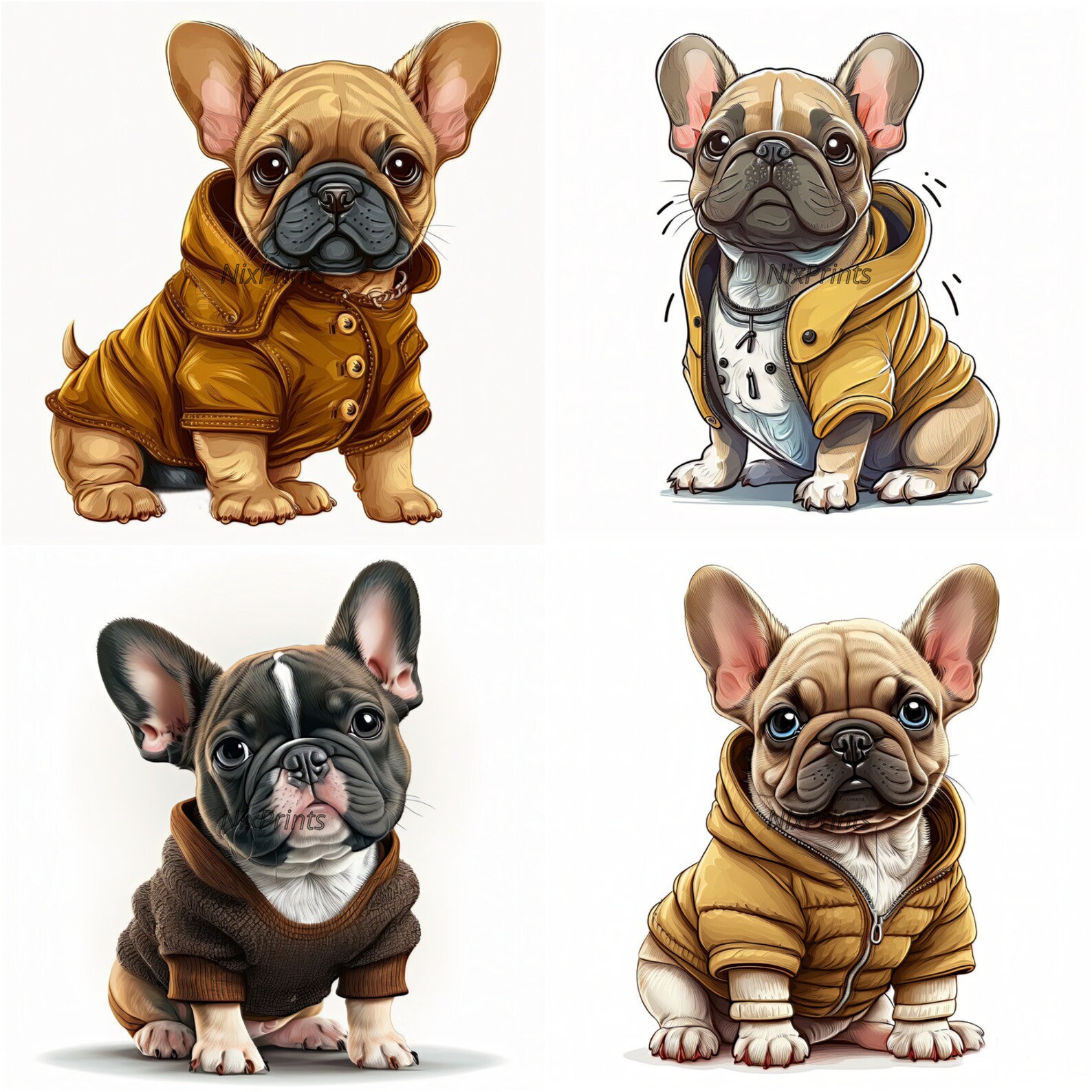 French Bulldog Clipart Collection french Bulldog in Colorful - Etsy Canada