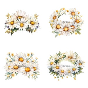 Daisy Crown: an Artistic Watercolor Masterpiece Digital Paper Crafting ...