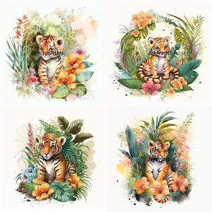 Tiger Watercolor Clipart, Cute Baby Tiger Clipart for Crafting and ...