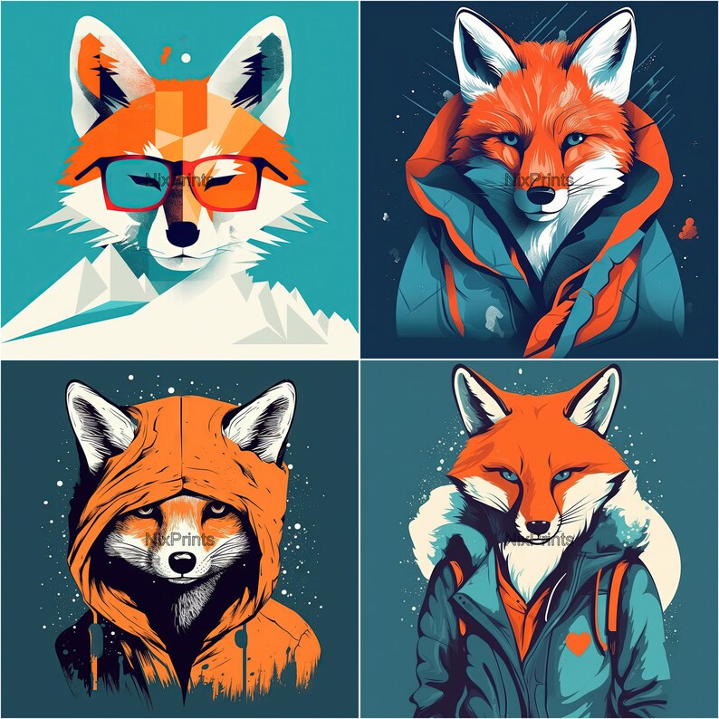 Fox Clipart Cool Fox Clipart Arctic Fox Bandit Minimalist - Etsy