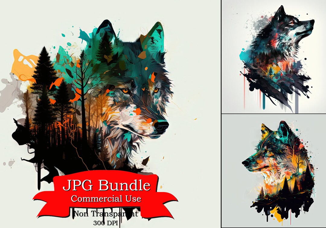 Wolf Clipart, Growling Wolf in a Dark Forest: Gothic, Macabre, and ...