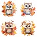 Owl Fall Foliage Clipart, Bird Clipart, Digital Sticker for Designer ...