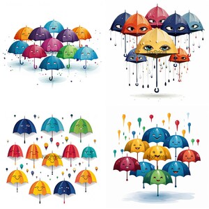 Raindrops Clipart, Colorful Umbrella Clipart, Design for Cake, Images ...