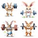 Rabbit Clipart, Gym Clipart, in a Gym Outfit, Lifting Weights, at a Gym ...