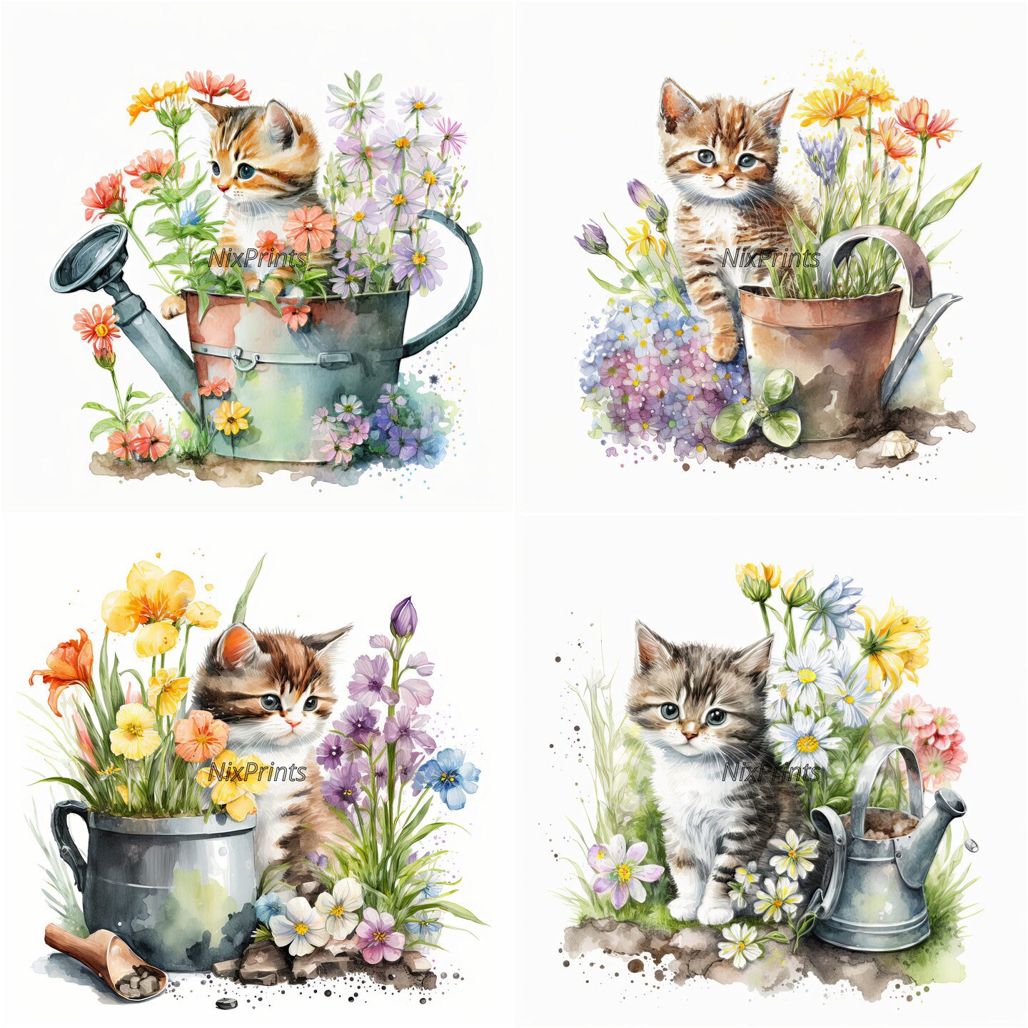 Kitten Clipart Set Cat Spring Theme High Quality JPG Digital - Etsy