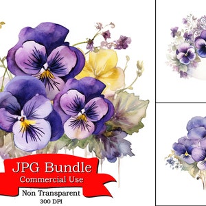 Viola Flower Crown Clipart, Whimsical Watercolor,digital Paper Crafting ...