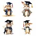 Rabbit Clipart, Graduation Clipart, Wearing a Cap and Gown, Graduation ...