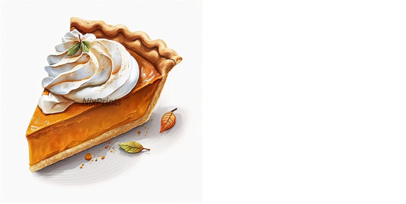 Pumpkin Pie Clipart:watercolor Autumnal Dessert - Etsy