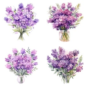 Statice Flower Bouquet Clipart, Watercolor Cliprt ,digital Paper ...