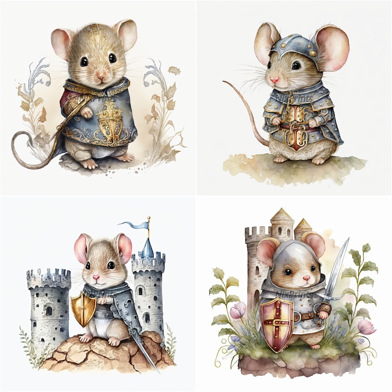 Medieval Mouse Clipart Knight castlememorial Day - Etsy