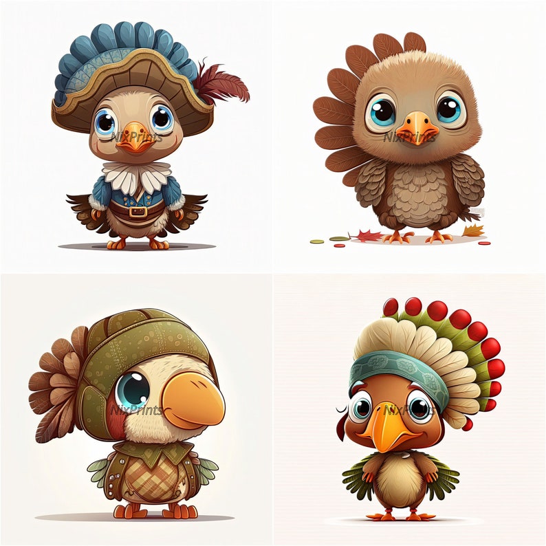Cute Baby Turkey Clipart for Thanksgiving and More High - Etsy