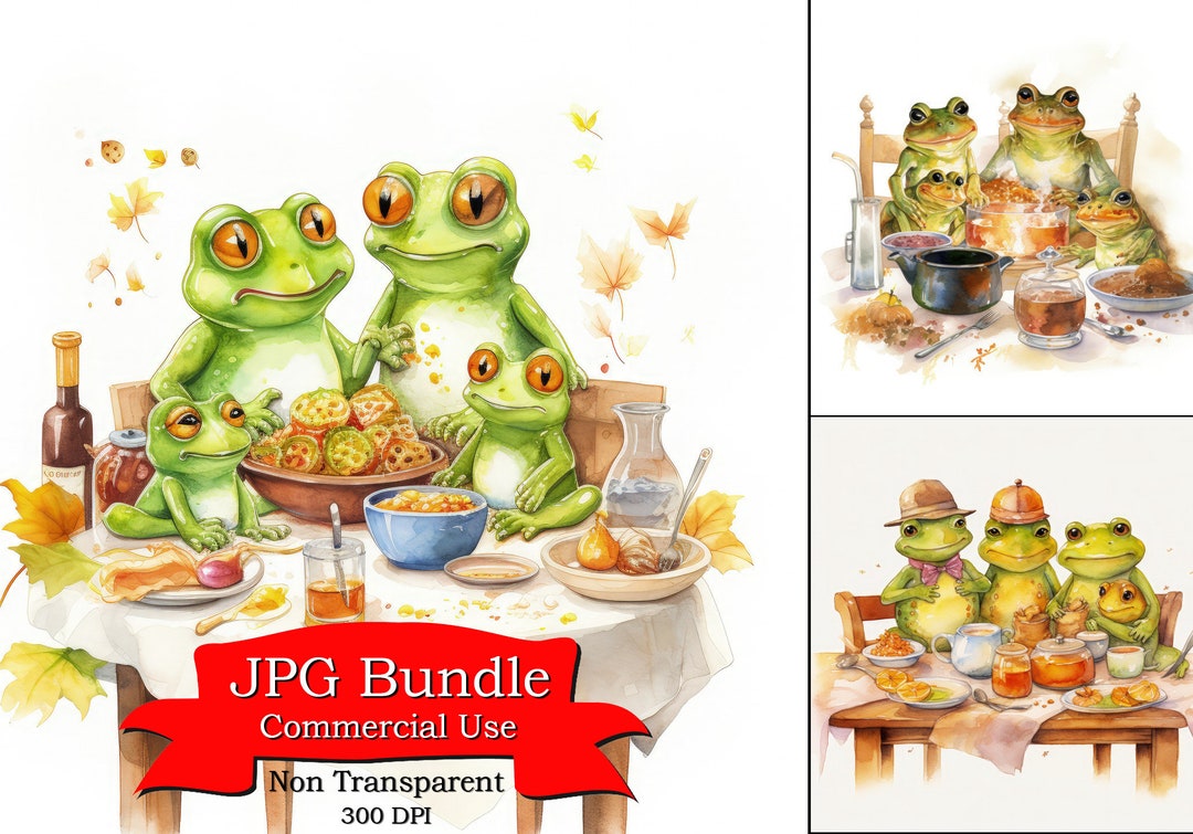 Frog Clipart, Thanksgiving Clipart, Family Dinner Scenes Clipart, Jpg ...