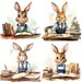Rabbit Clipart, School Clipart, in a School Uniform, Studying at a Desk ...