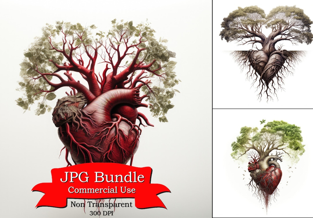 Tall Tree Clipart, Human Heart Roots Clipart, Wall Art for Dorm, Wall ...