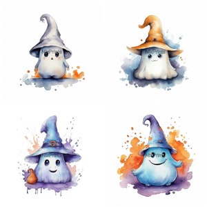 Cute Halloween Ghost Clipart, Witch Hat Clipart, Art for Boys Room ...