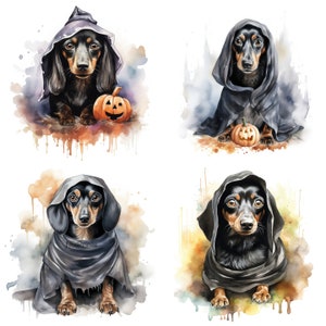 Dachshund Dog Clipart, Spooky Halloween Costume, Ghost Clipart, Designs ...