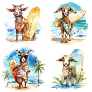 Goat Clipart, Surfing Clipart, Lifeguard Clipart, Holding Surfboard ...