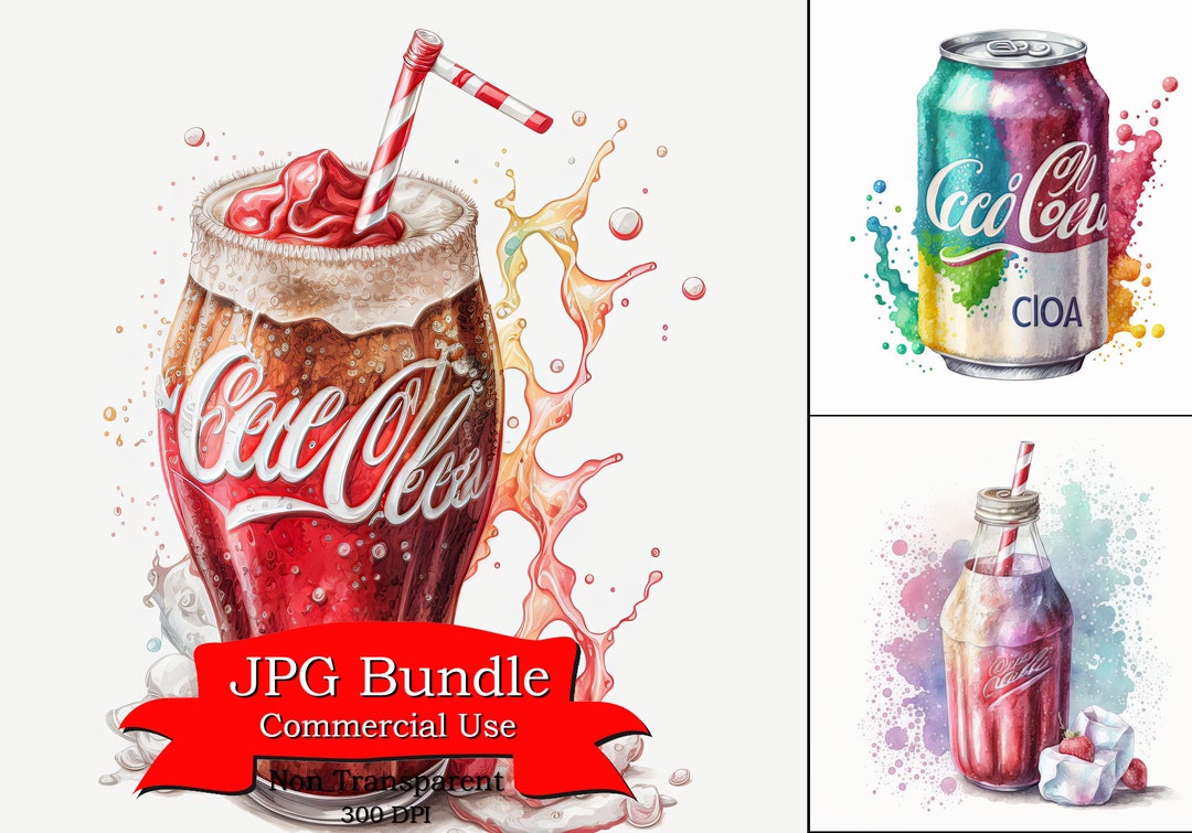 Soda Clipart: Watercolor Refreshing Beverage Clipart, Non-transparent ...