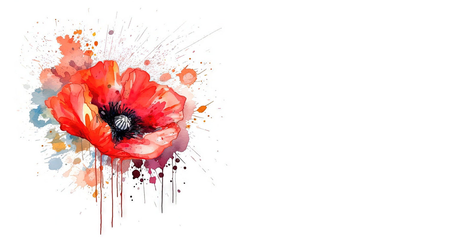 Poppy Paint Splash Watercolor Digital Clipart Digital Paper Crafting ...