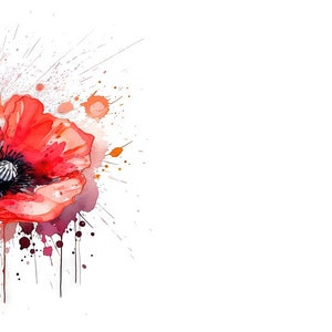 Poppy Paint Splash Watercolor Digital Clipart Digital Paper Crafting ...