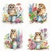 Spring Owl Clipart and Digital Papers for Commercial Use, Printable ...