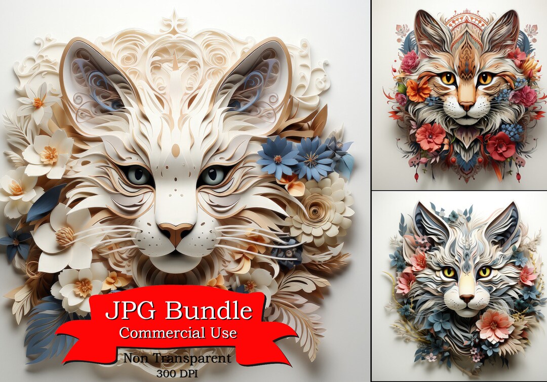 Paper Quill Mandala Cat Clipart, Flowers Clipart, Poster for Graphic ...