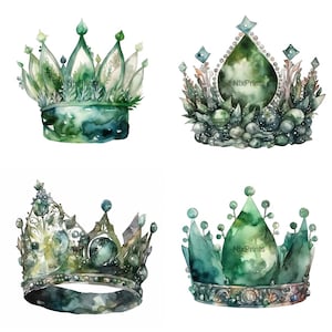 Green Floral Crown Watercolor Clipart - Nature's Beauty,digital Paper ...
