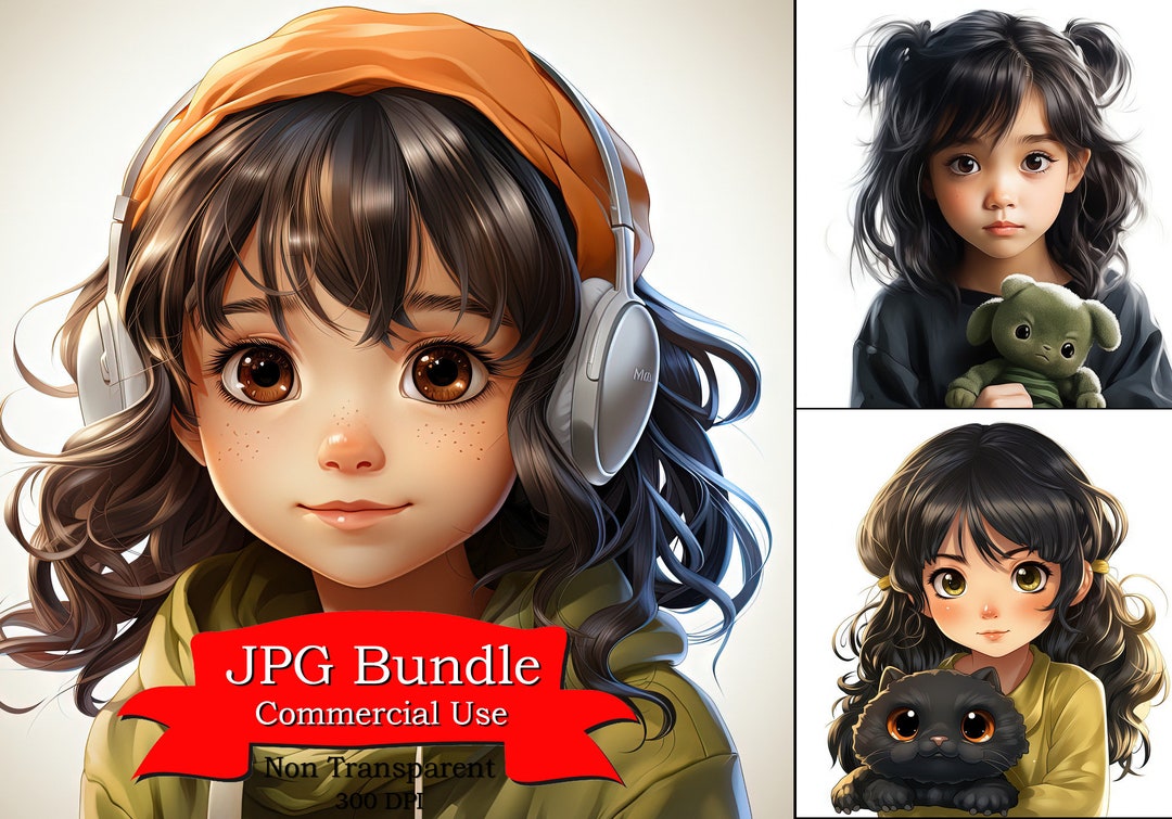 Anime Girl Clipart, High Cheekbones Clipart, Rosy Cheeks Clipart, Print ...