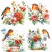 Robin Bird Clipart, Spring Flowers Gardening Theme, Digital Downloads ...