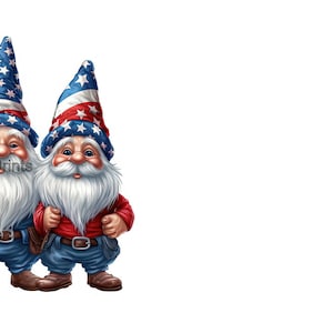 Adorable Patriot Gnome Trio Clipart, Independence Day Themed, Digital ...