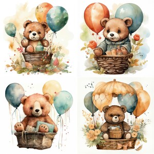 Baby Bear Clipart Sitting in Hot Air Balloon Clipart Picture - Etsy