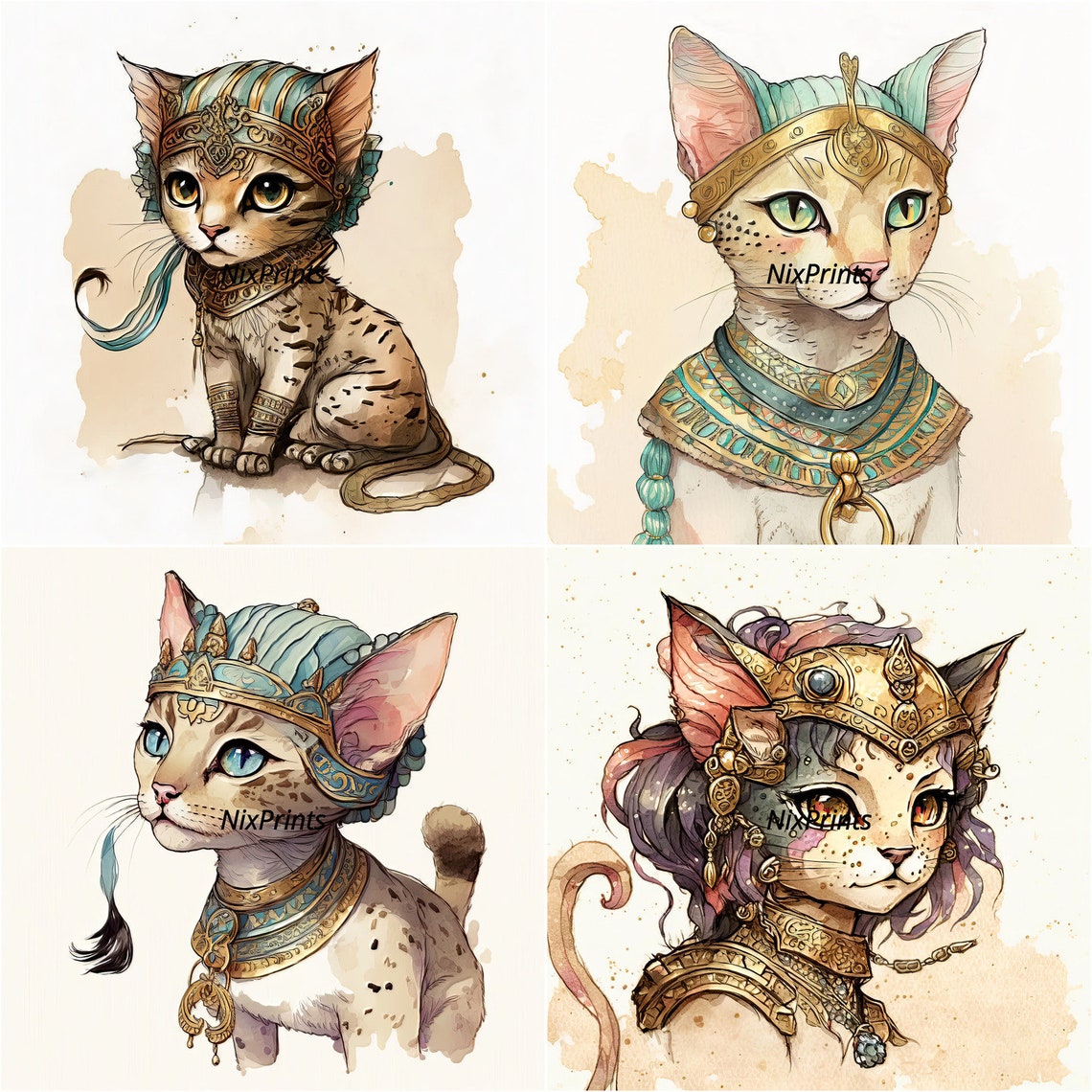 Egypt Cat Clipart Bundle Printable High-resolution JPG Files - Etsy