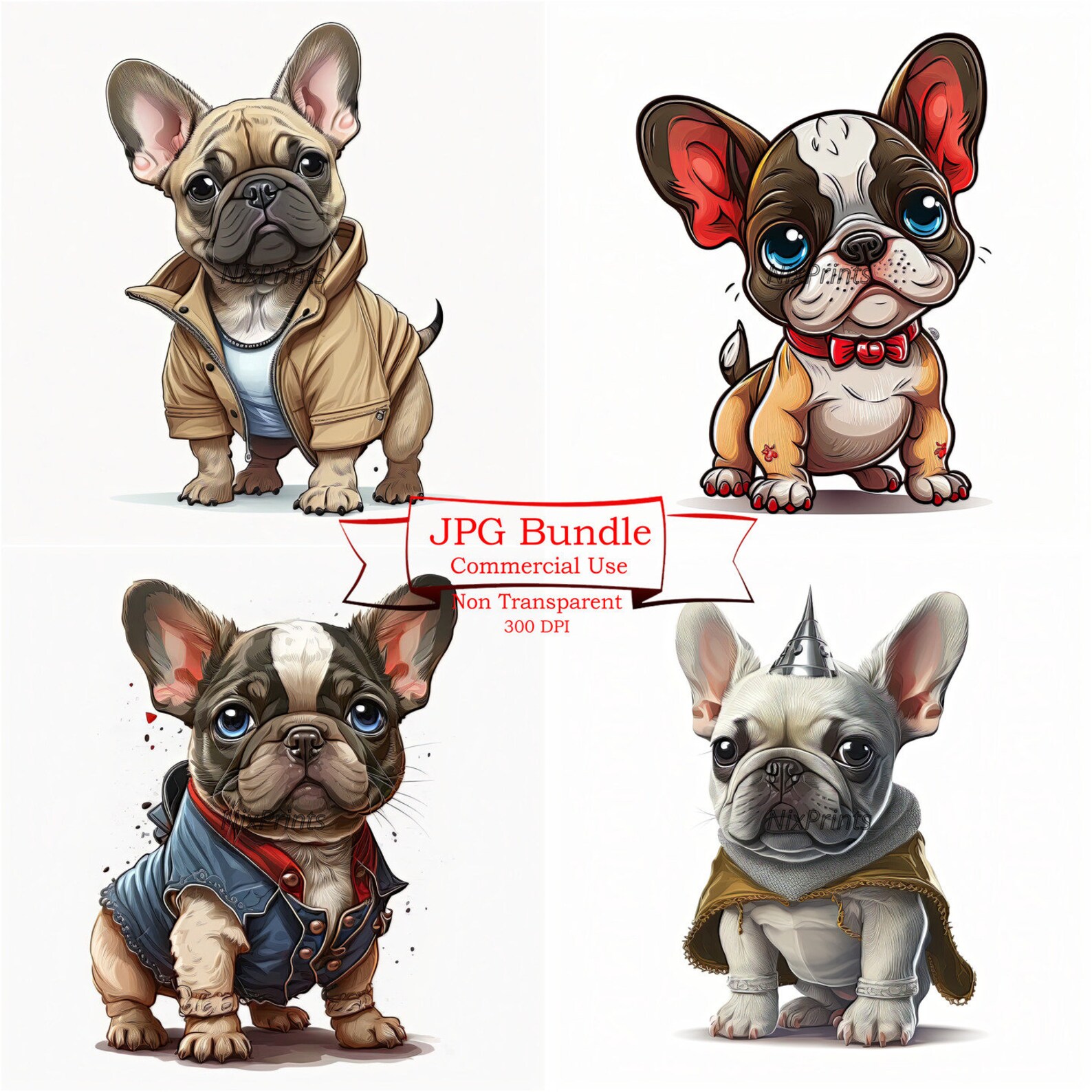 French Bulldog Clipart Collection french Bulldog in Colorful - Etsy Canada