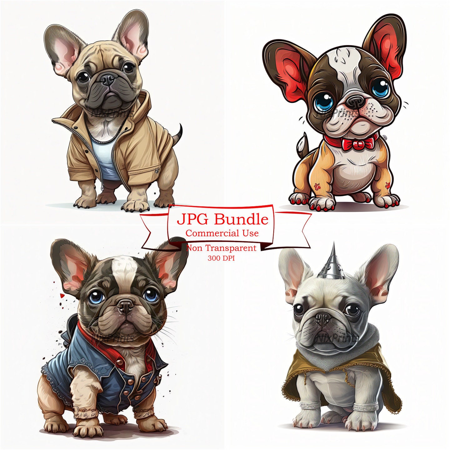 French Bulldog Clipart Collection french Bulldog in Colorful - Etsy Canada