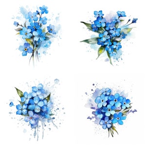 Forget-me-not Paint Splash: Watercolor Creativity Fusion Digital Paper ...